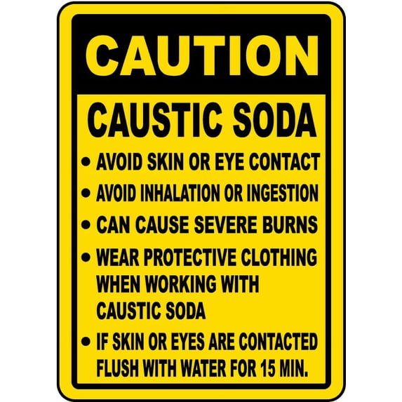 Vinyl Stickers - Caution Caustic Soda Handling Rules Sign - Safety and ...