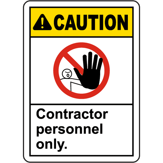 Vinyl Stickers - Caution Contractor Personnel Only Sign 2 - Safety and ...