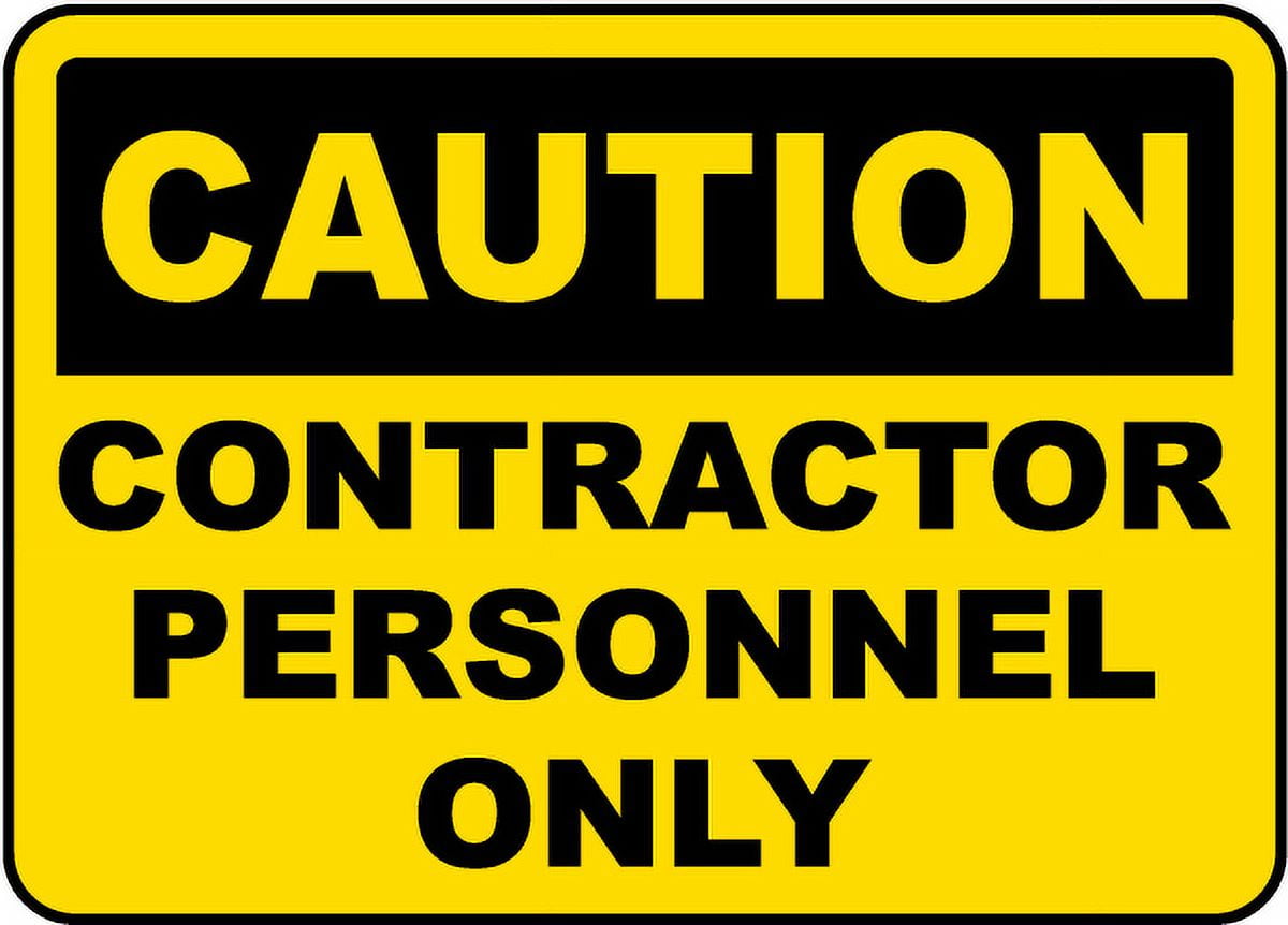 Vinyl Stickers - Caution Contractor Personnel Only Sign - Safety and ...