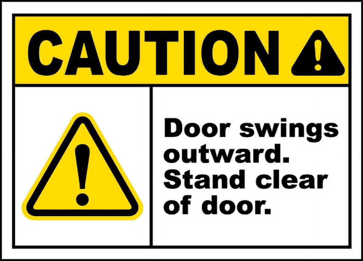 Vinyl Stickers - Caution Door Swings Outward Sign - Safety and Warning ...