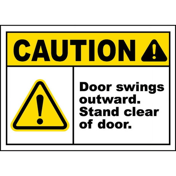 Vinyl Stickers - Caution Door Swings Outward Sign - Safety and Warning ...