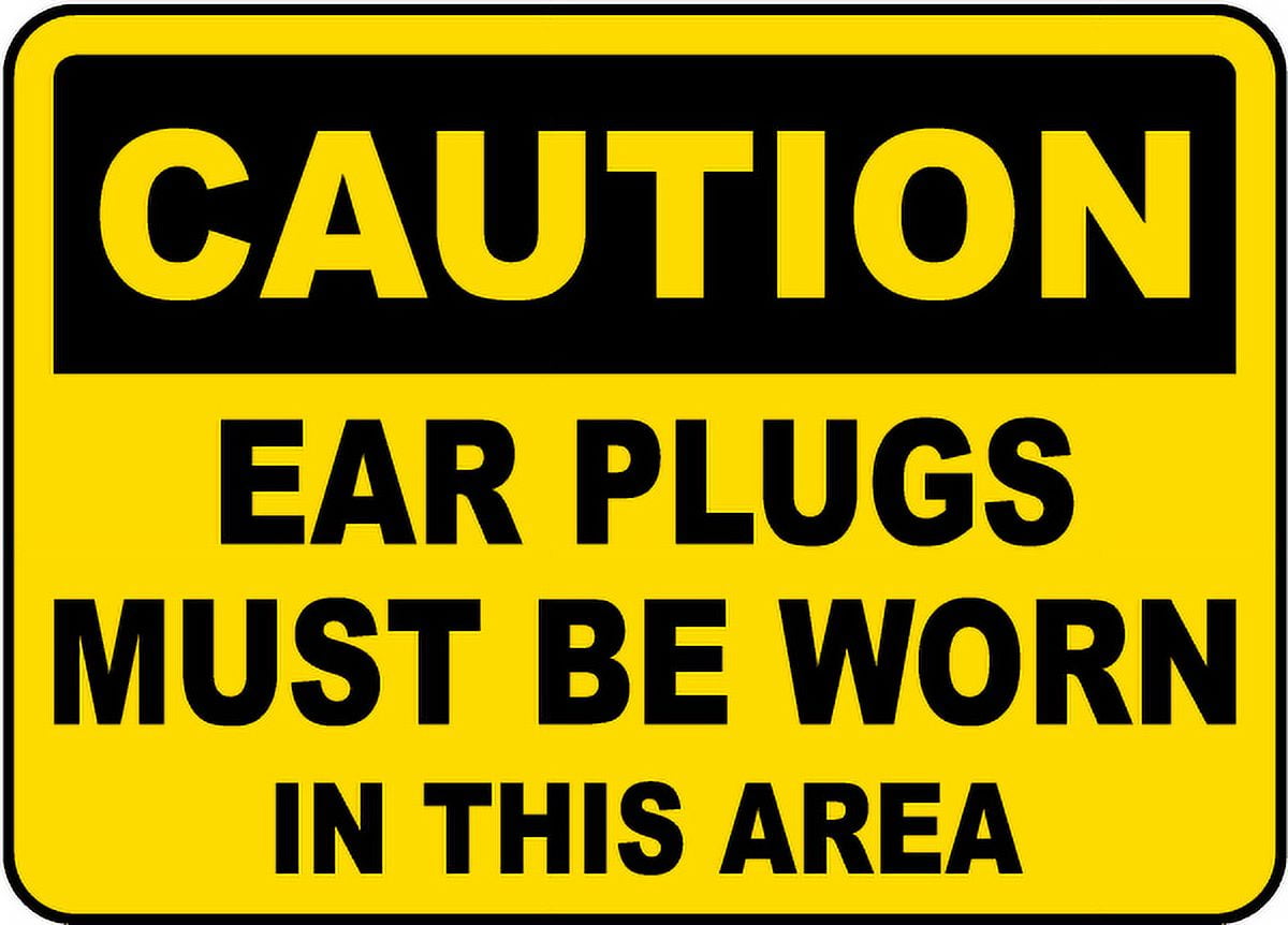 Vinyl Stickers - Caution Ear Plugs Must Be Worn Sign - Safety and ...