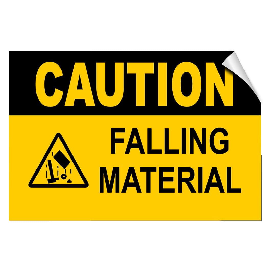 Vinyl Stickers - Caution - Falling Material Hazard Construction ...