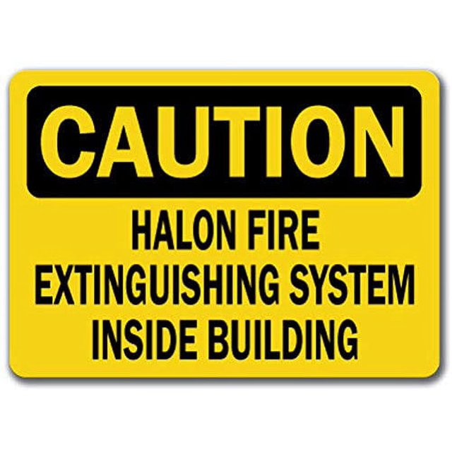 Vinyl Stickers - Caution - Halon Fire System Inside Building -Safety ...