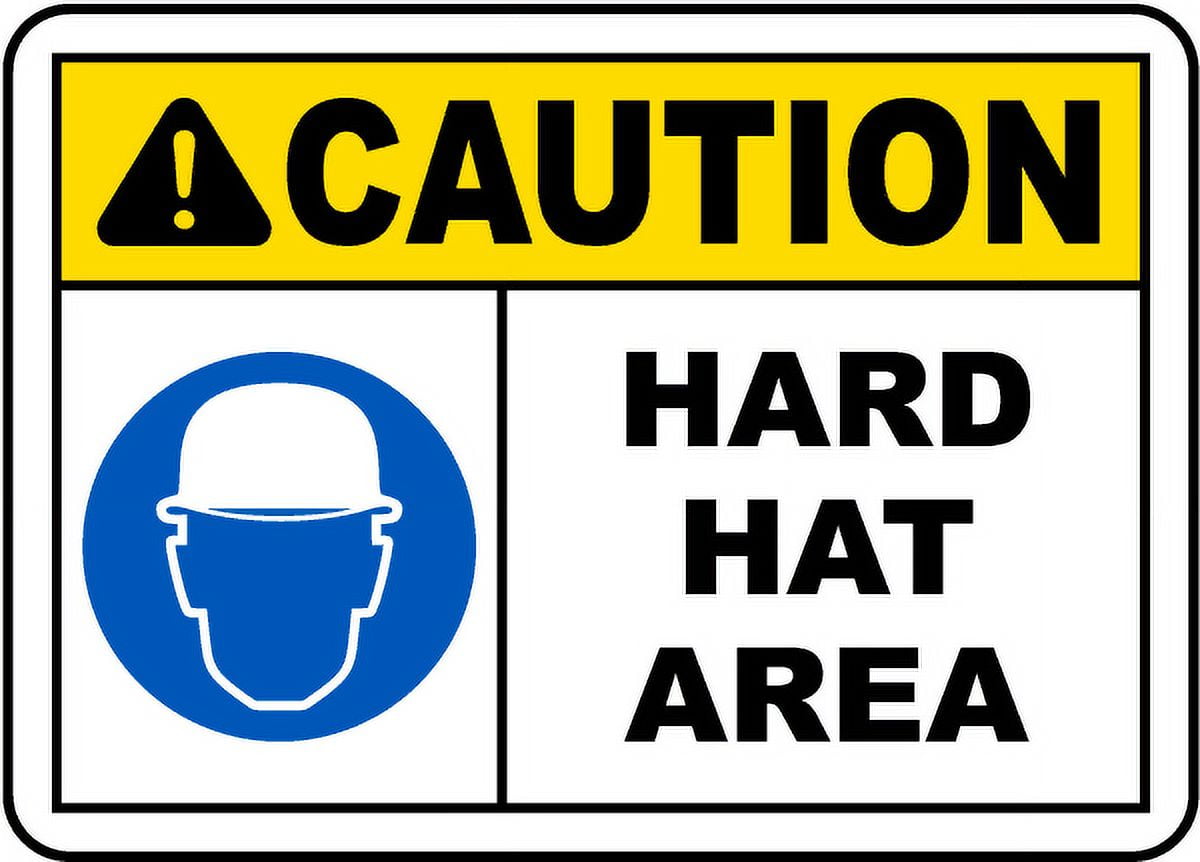 Vinyl Stickers - Caution Hard Hat Area Sign 3 - Safety and Warning ...