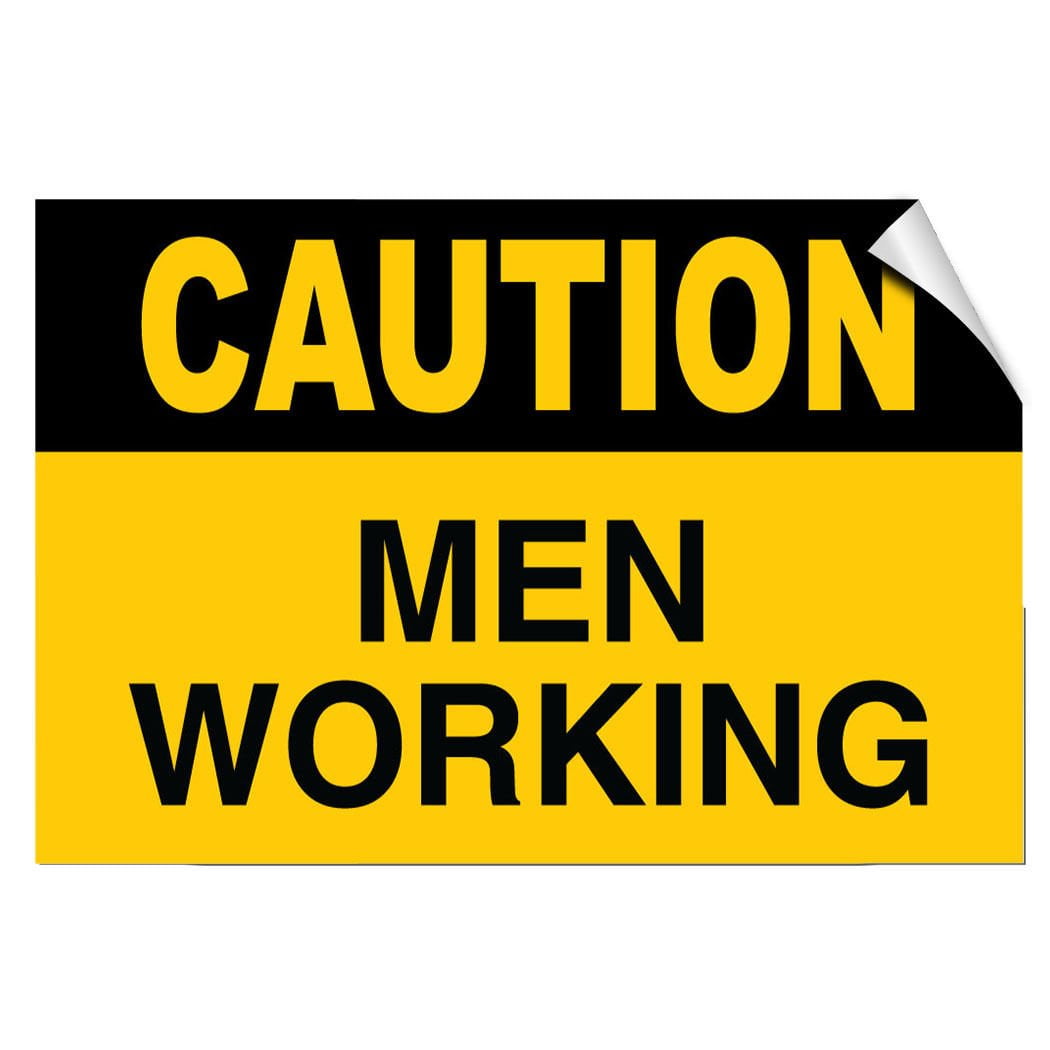 Vinyl Stickers - Caution - Men Working Hazard Men at Work - Safety and ...