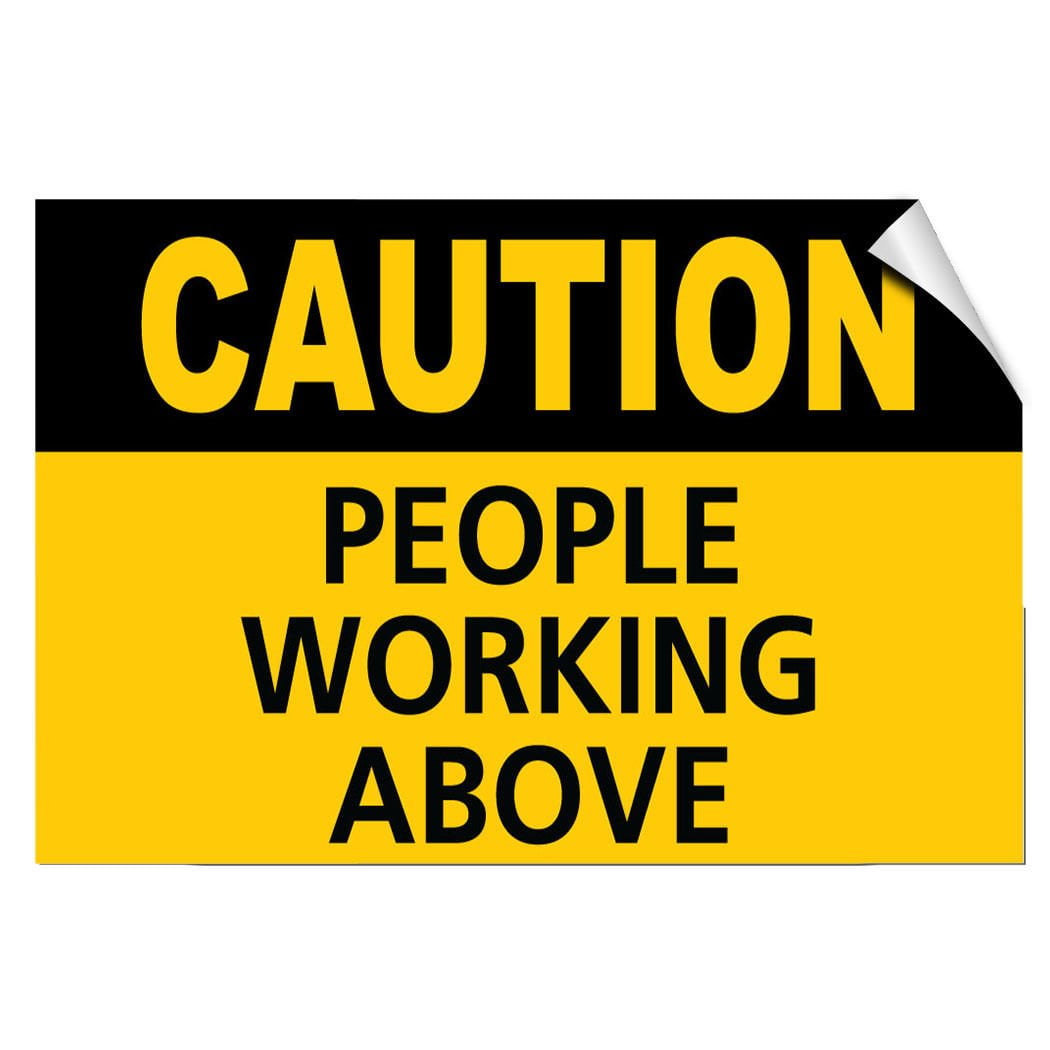 Vinyl Stickers - Caution - People Working Above Hazard - Safety and ...