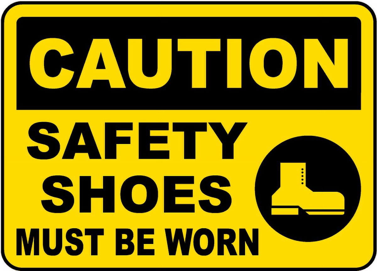 Vinyl Stickers - Caution Safety Shoes Must Be Worn Sign - Safety and ...