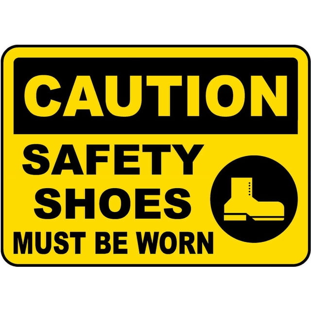 Vinyl Stickers - Caution Safety Shoes Must Be Worn Sign - Safety and ...