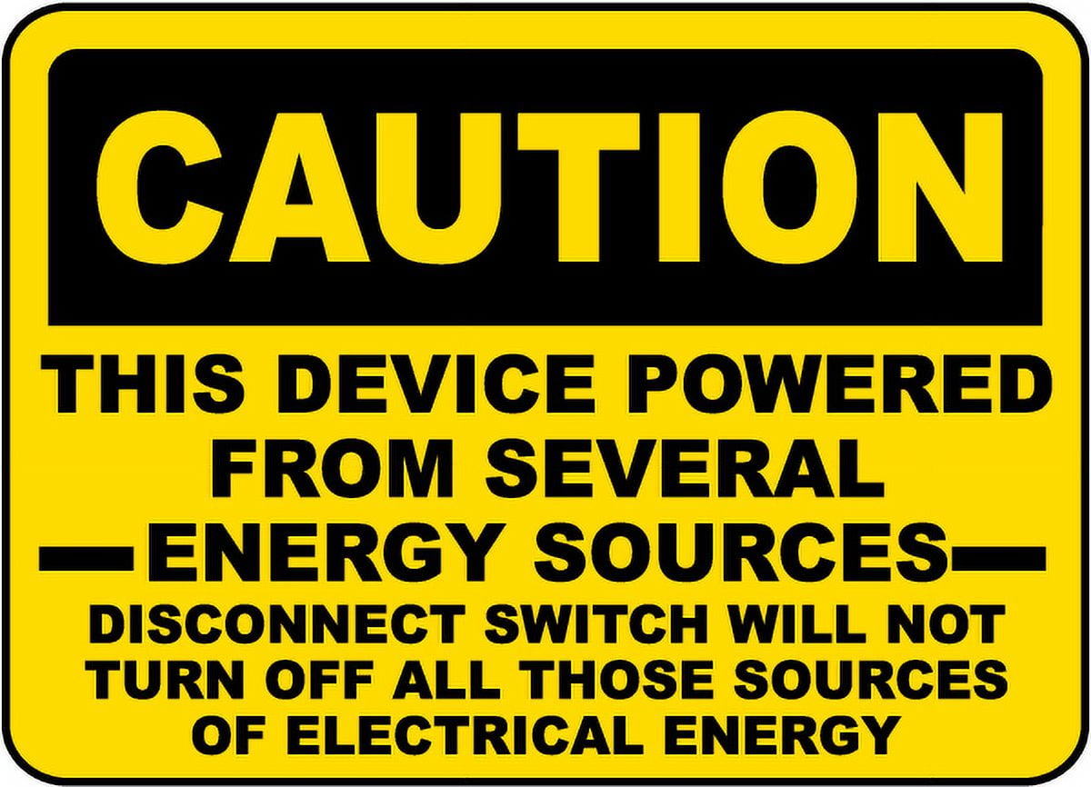 Vinyl Stickers - Caution Several Energy Sources Sign - Safety and ...