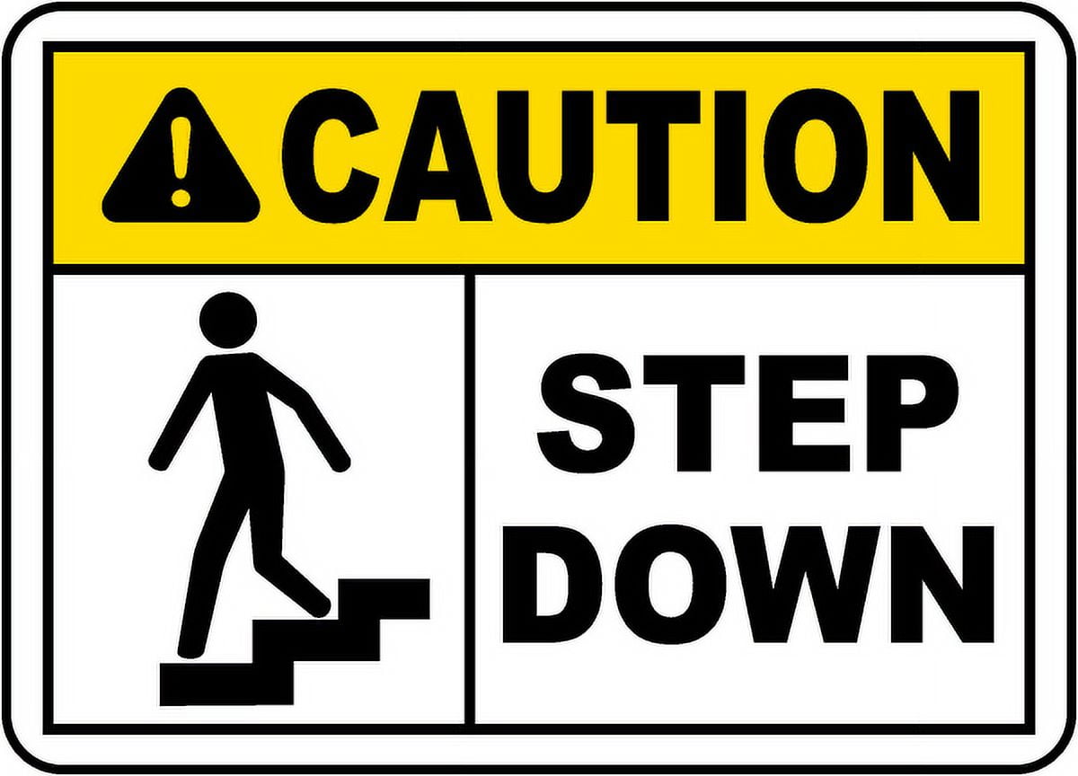 Vinyl Stickers - Caution Step Down Sign M7 - Safety and Warning ...