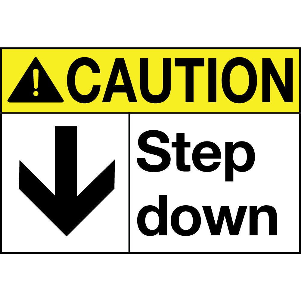 Vinyl Stickers - Caution - Step Down W Down Arrow - Safety and Warning ...