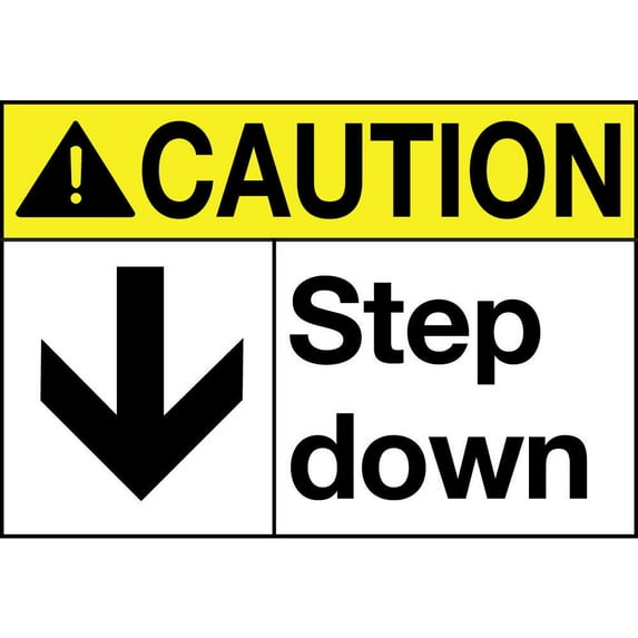 Vinyl Stickers - Caution - Step Down W Down Arrow - Safety and Warning ...