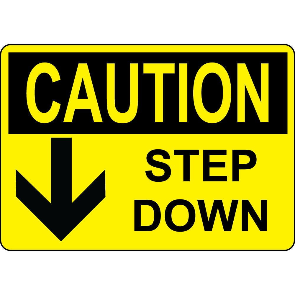 Vinyl Stickers - Caution - Step Down W Down Arrow Yellow - Safety and ...