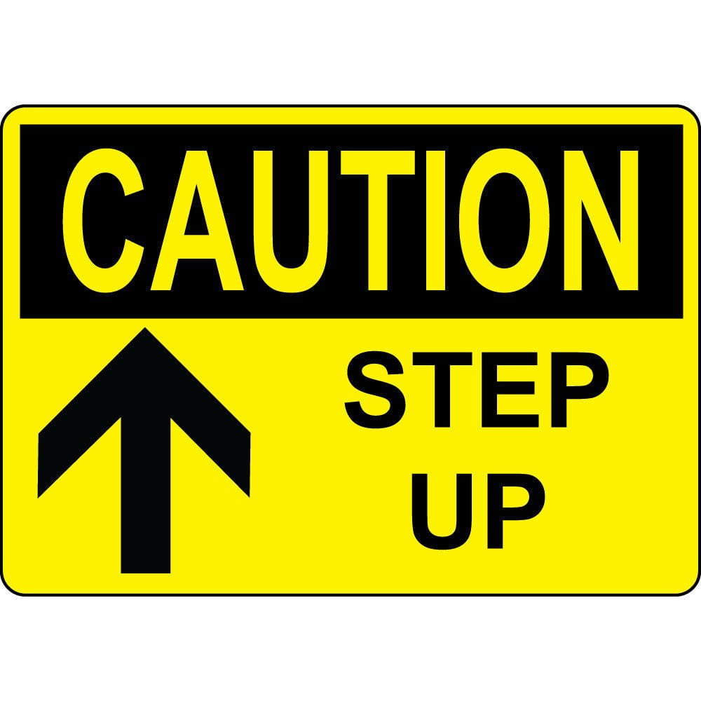 Vinyl Stickers - Caution - Step Up W Up Arrow Yellow - Safety and ...