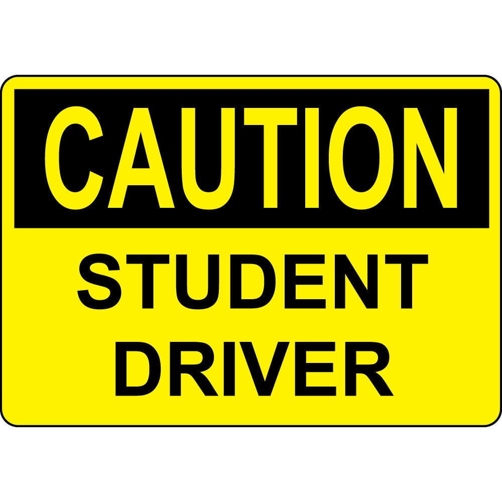 Vinyl Stickers - Caution - Student Driver Black On Yellow - Safety and ...