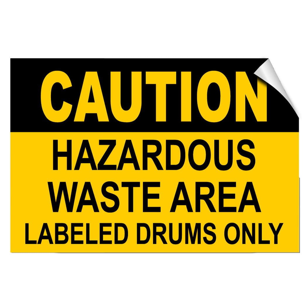 Vinyl Stickers - Caution - Waste Labeled Drums Hazard - Safety and ...