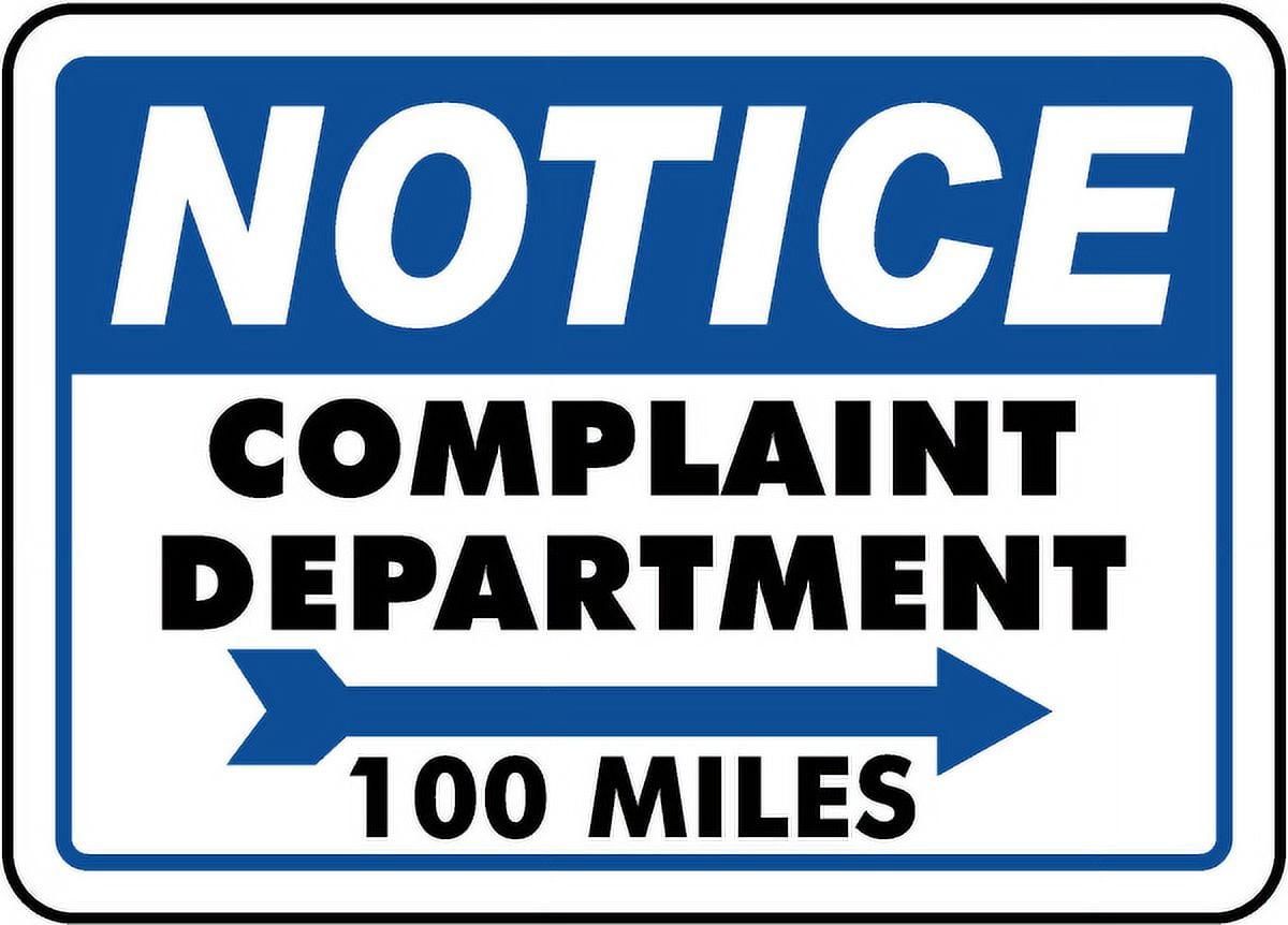Vinyl Stickers - Complaint Department Sign - Safety and Warning ...