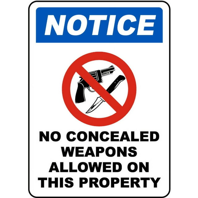 Vinyl Stickers - Concealed Weapons Not Allowed Sign 1 - Safety and ...