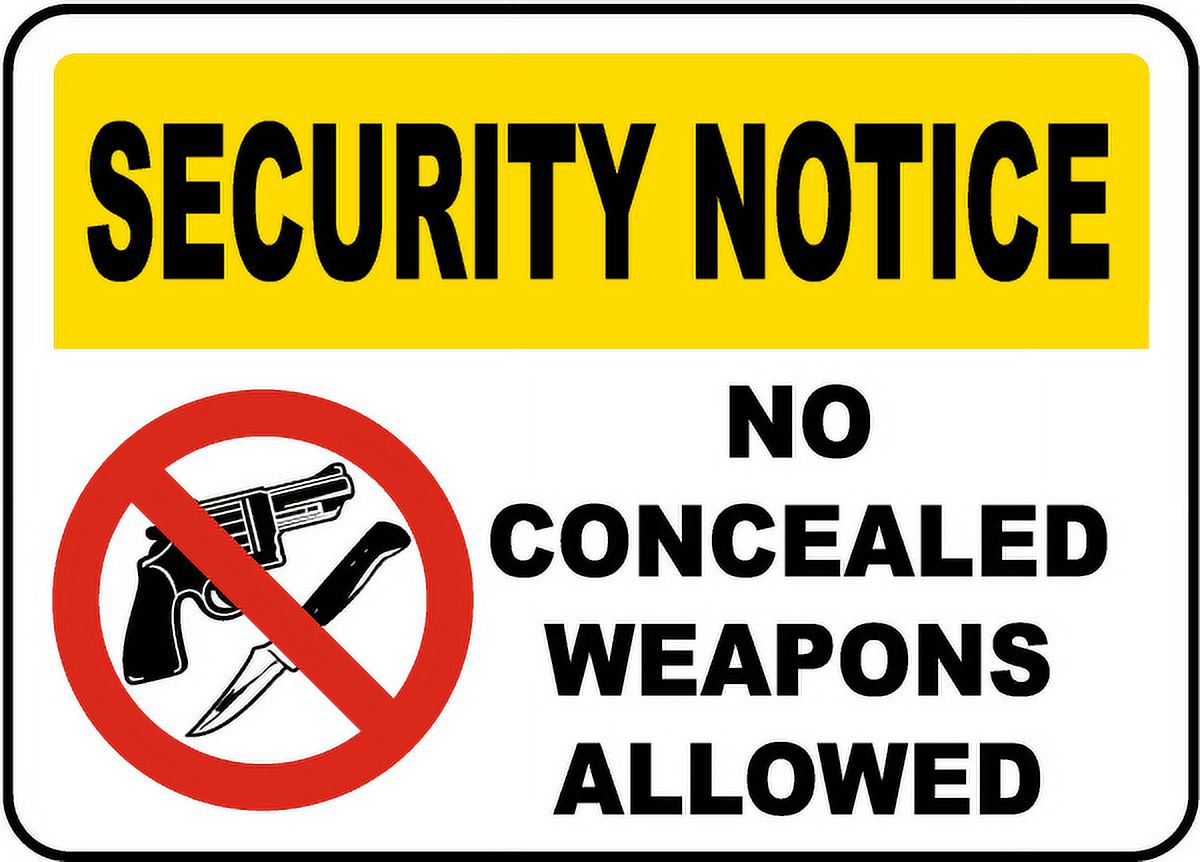 Vinyl Stickers - Concealed Weapons Not Allowed Sign 2 - Safety and ...