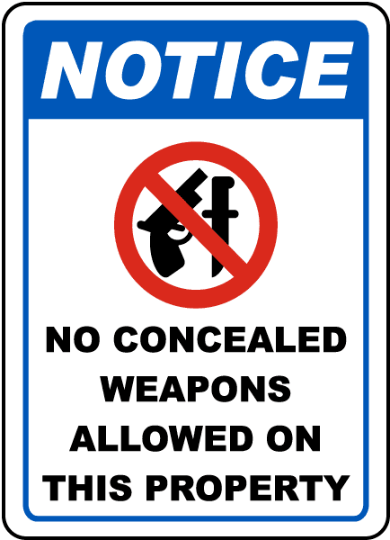 Vinyl Stickers - Concealed Weapons Not Allowed Sign 3 - Safety and ...