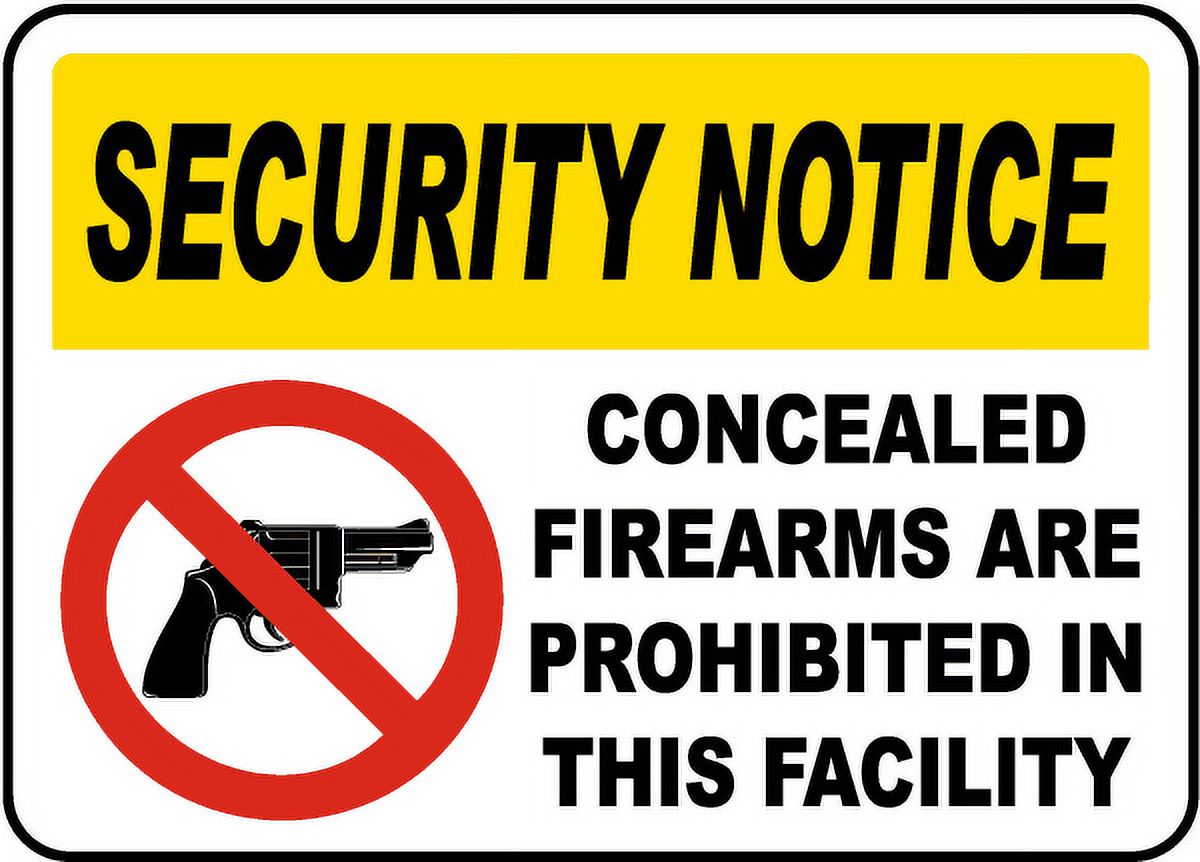 Vinyl Stickers - Concealed Weapons Prohibited Sign P7 - Safety and ...