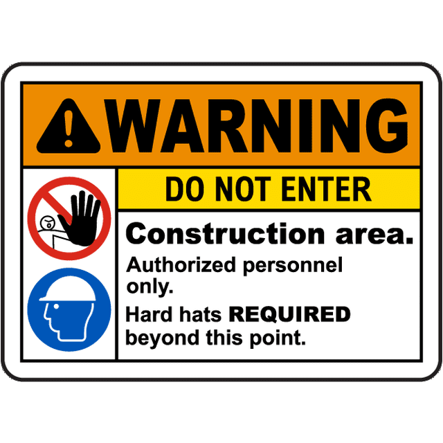 Vinyl Stickers - Construction Area Do Not Enter Sign 1 - Safety and ...