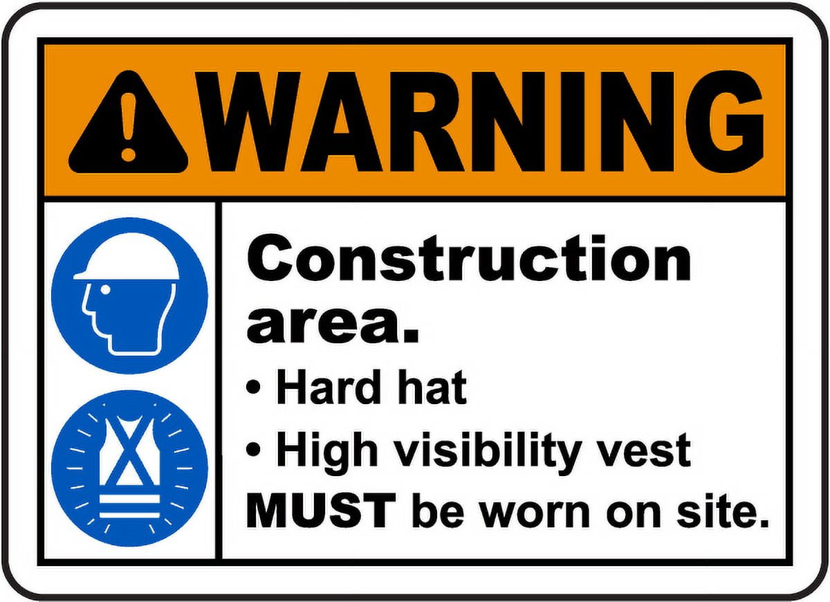Vinyl Stickers - Construction Area PPE Sign - Safety and Warning ...