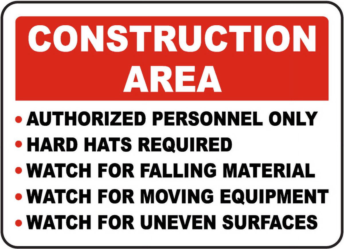 Vinyl Stickers - Construction Area Rules Sign - Safety and Warning ...