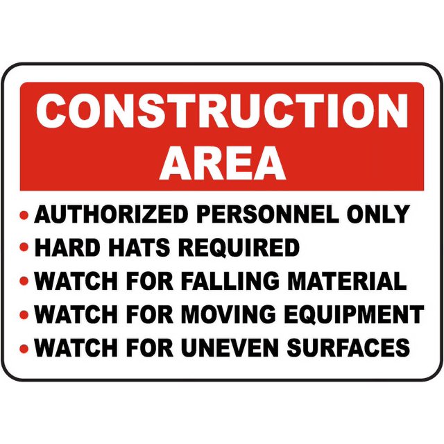 Vinyl Stickers - Construction Area Rules Sign - Safety and Warning ...