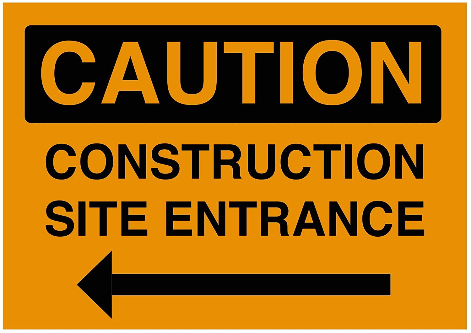 Vinyl Stickers - Construction Site Entrance Left Sign - Safety and ...