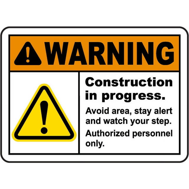 Vinyl Stickers - Construction in Progress Sign 3 - Safety and Warning ...