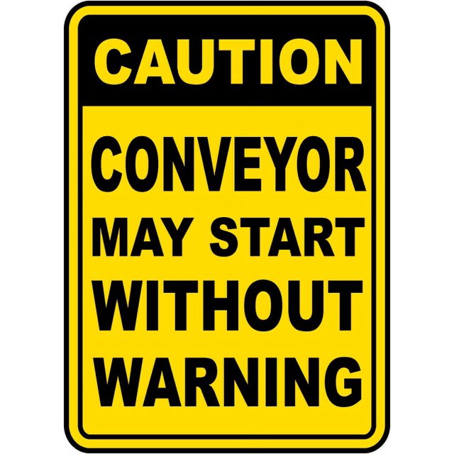 Vinyl Stickers - Conveyor May Start Without Warning Sign - Safety and ...