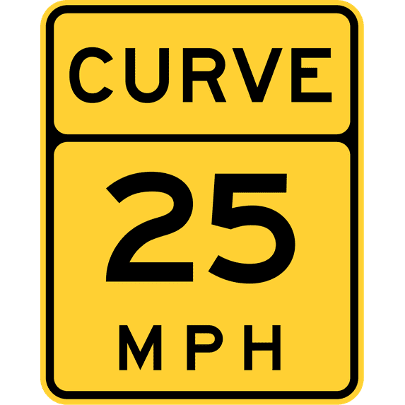 Vinyl Stickers - Curve Speed Advisory, Replaced by MUTCD W13-1 - Safety ...