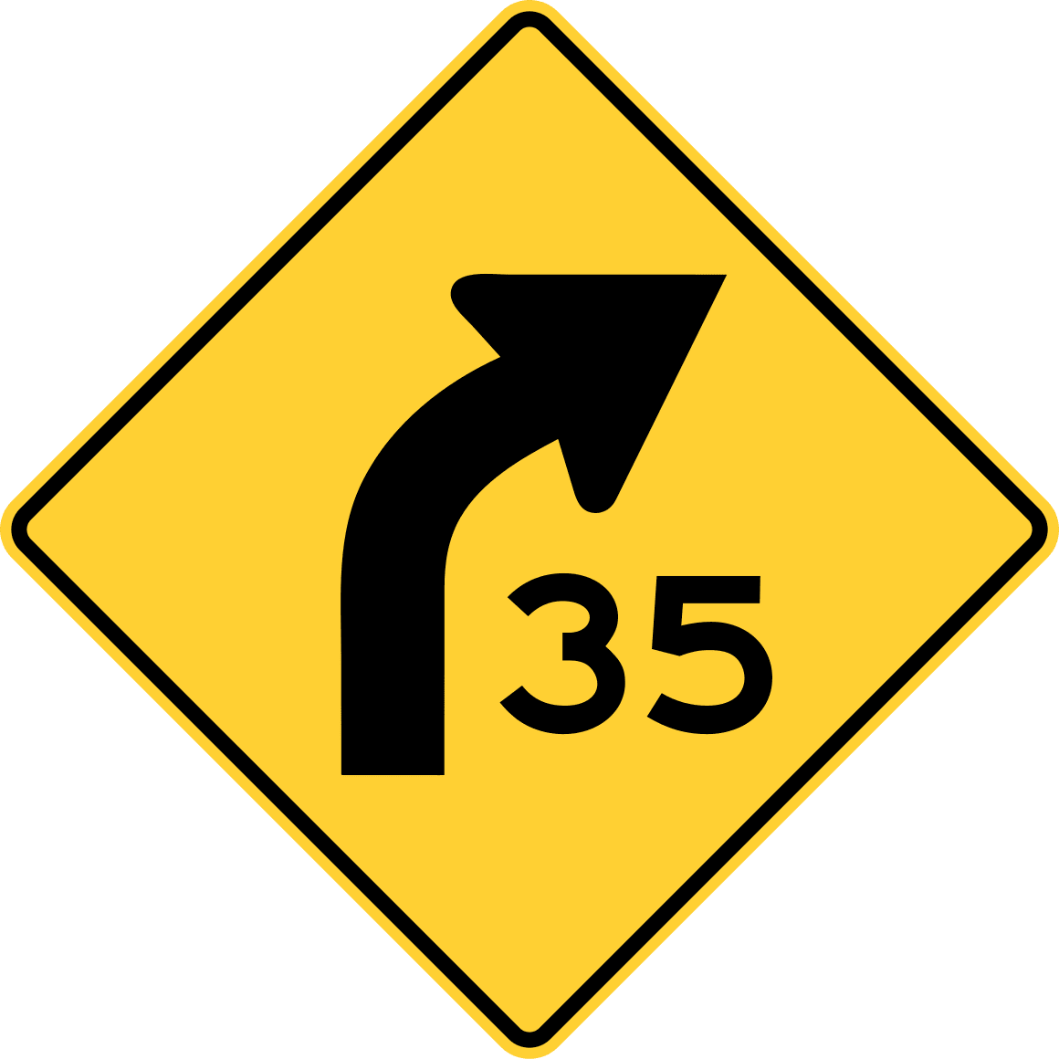 Vinyl Stickers - Curve with Speed Advisory - Safety and Warning ...