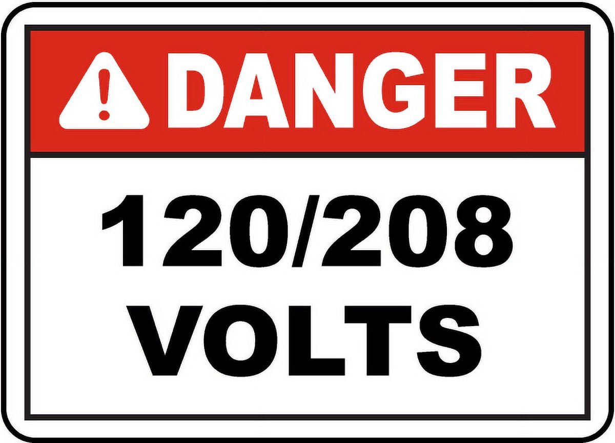 Vinyl Stickers - Danger 120/208 Volts Sign - Safety and Warning ...
