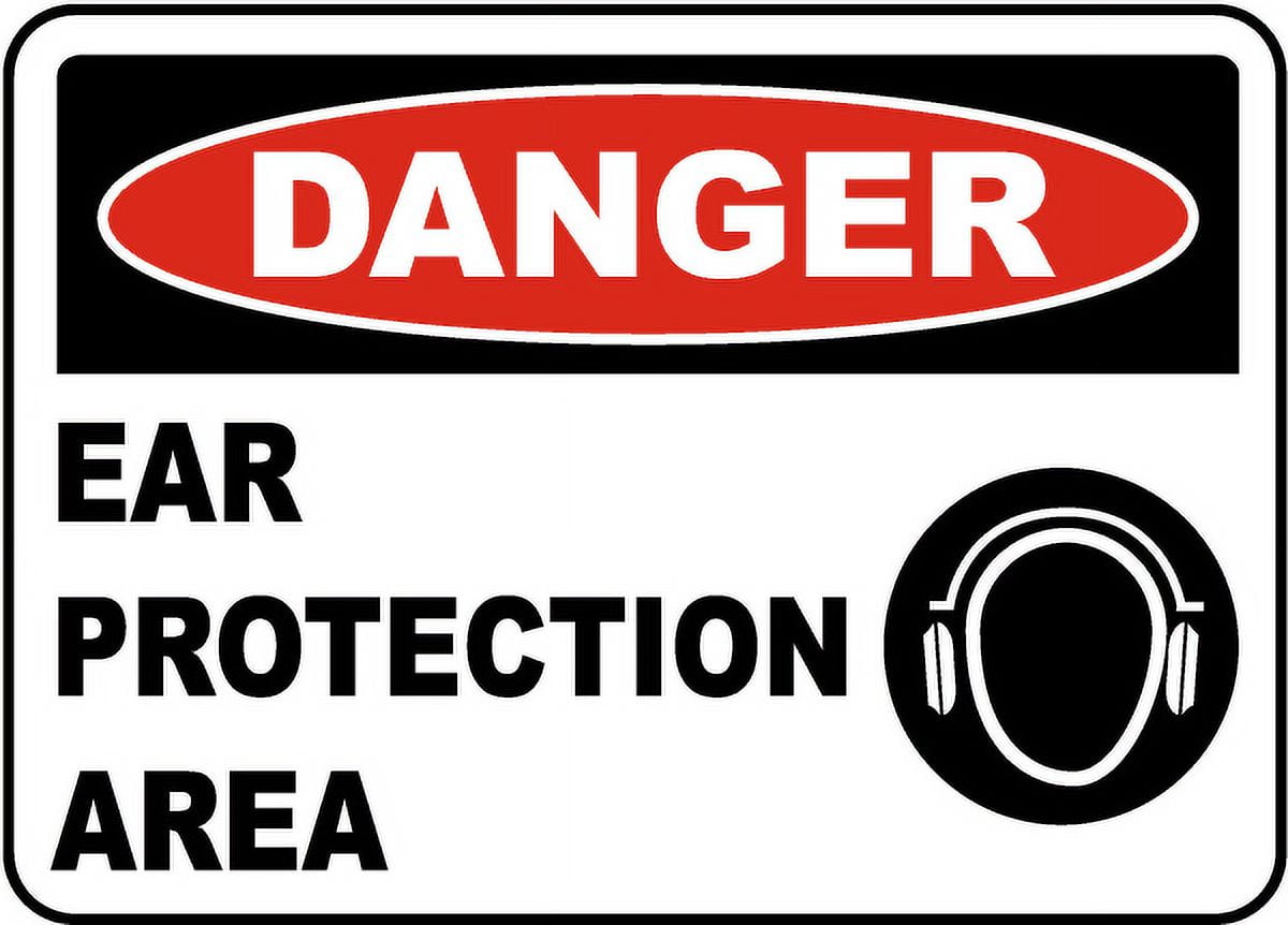Vinyl Stickers - Danger Ear Protection Area Sign - Safety and Warning ...