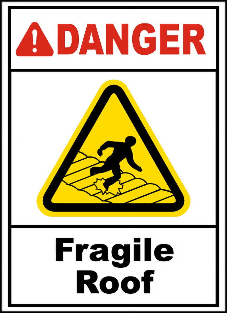 Vinyl Stickers - Danger Fragile Roof Sign - Safety and Warning ...