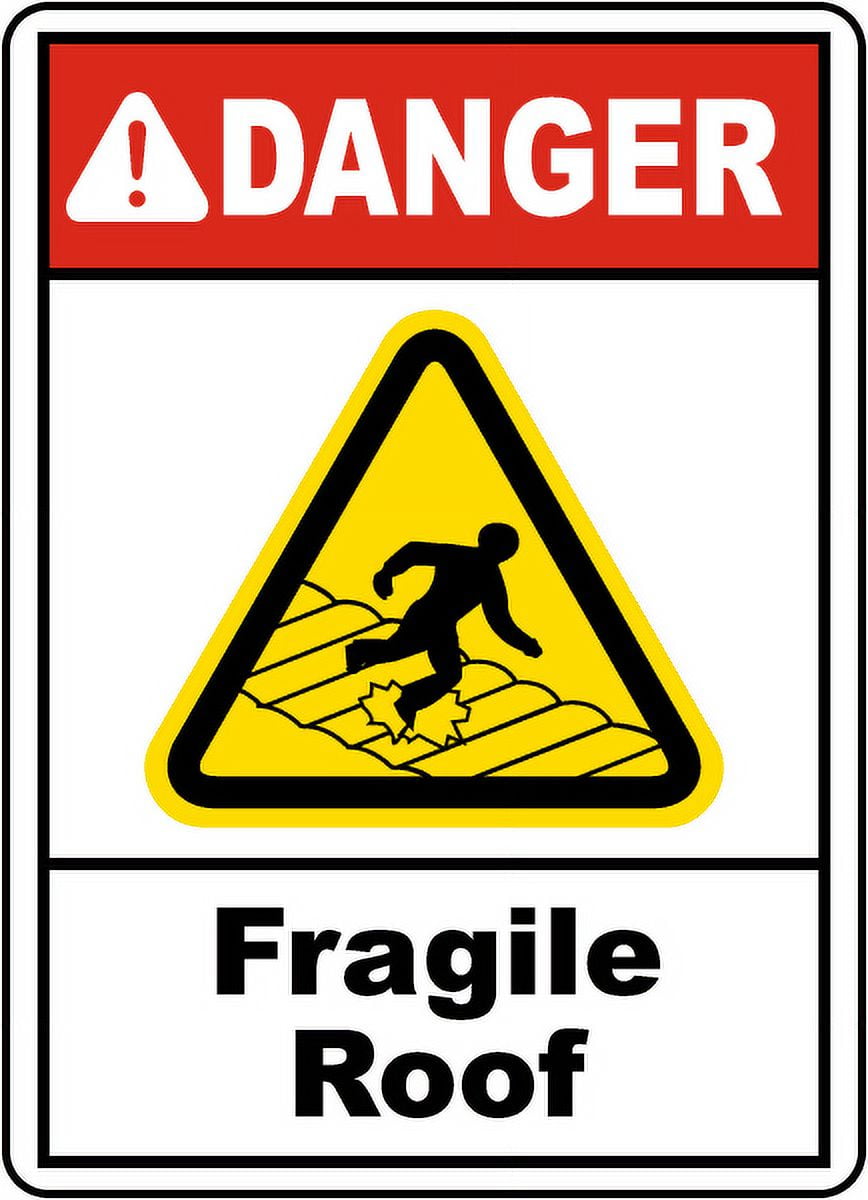 Vinyl Stickers - Danger Fragile Roof Sign - Safety and Warning ...