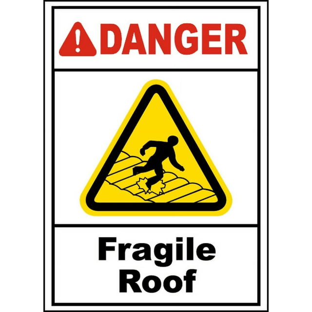Vinyl Stickers - Danger Fragile Roof Sign - Safety and Warning ...