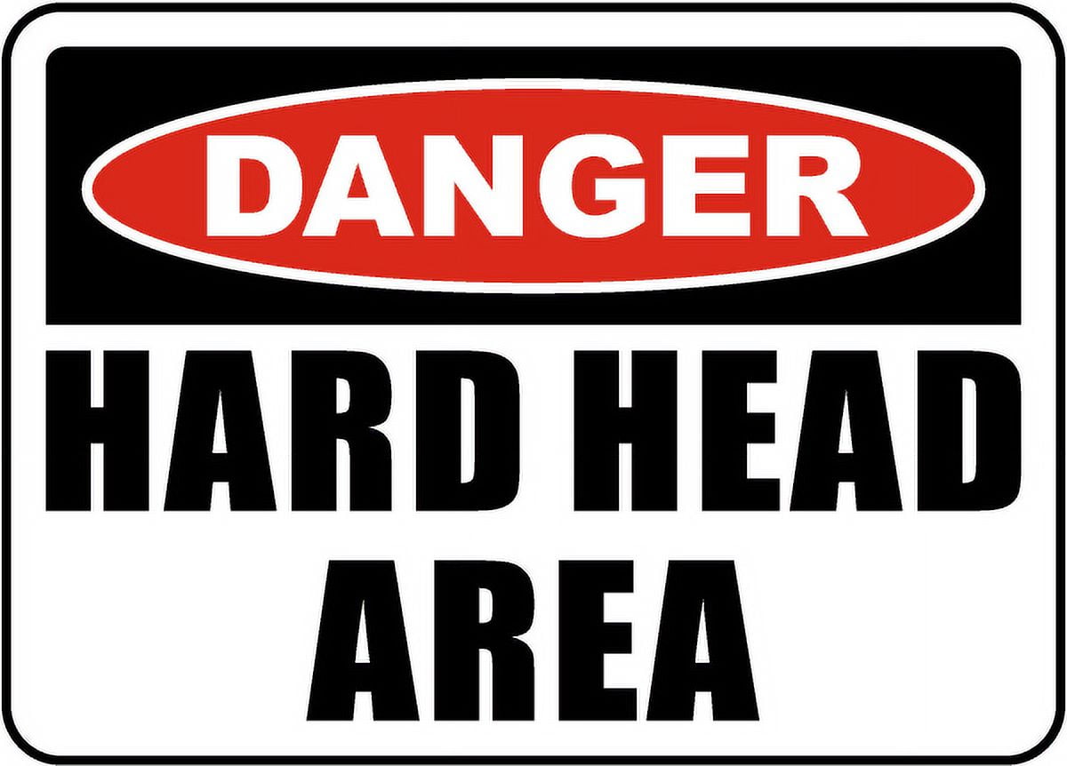 Vinyl Stickers - Danger Hard Head Area Sign - Safety and Warning ...