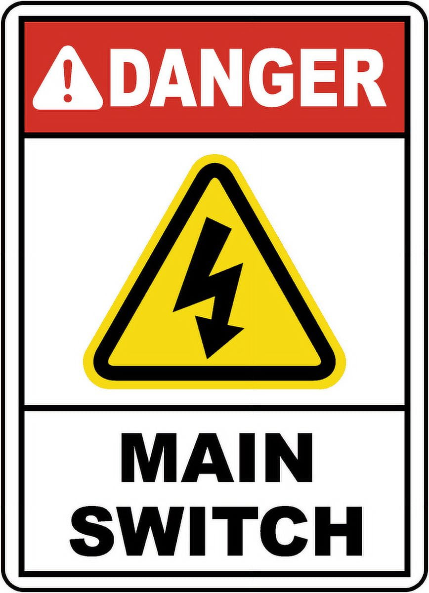 Vinyl Stickers - Danger Main Switch Sign - Safety and Warning Warehouse ...