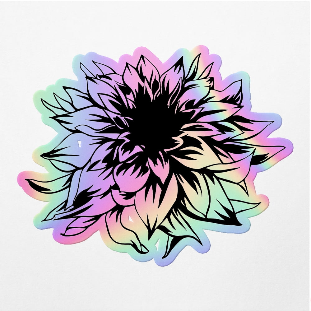 Vinyl Stickers Decals Of Fluffy Dahlia Illustration - Apply On Any ...