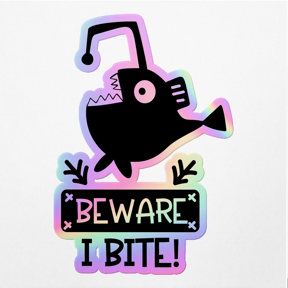 Vinyl Stickers Decals Of Beware Bite Illustration - Apply On Any Smooth ...