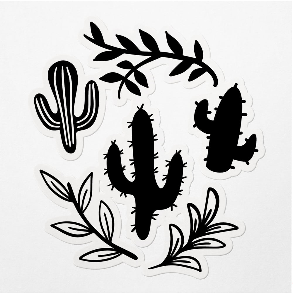 Vinyl Stickers Decals Of Cactus Illustration V2 - Waterproof - Apply On ...