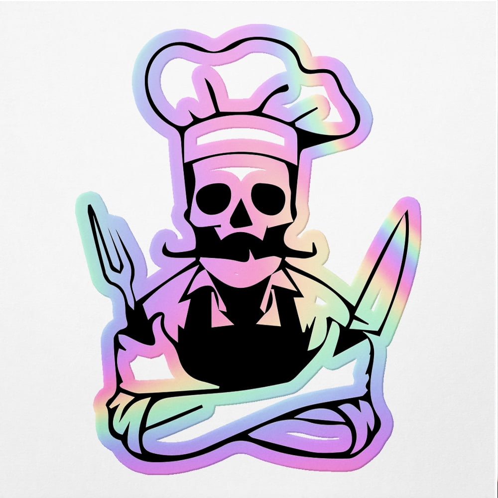 Vinyl Stickers Decals Of Chef Skull Illustration - Apply On Any Smooth ...