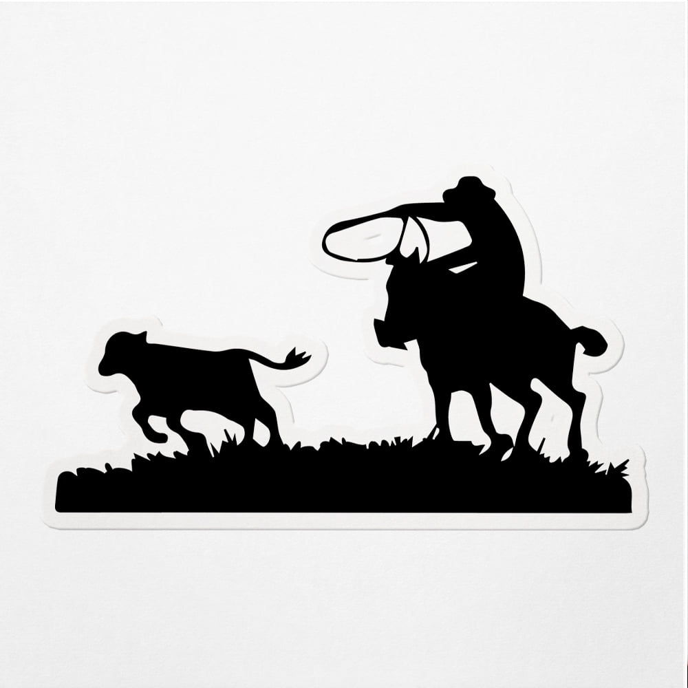 Vinyl Stickers Decals Of Cowboy Calf Illustration - Waterproof - Apply ...
