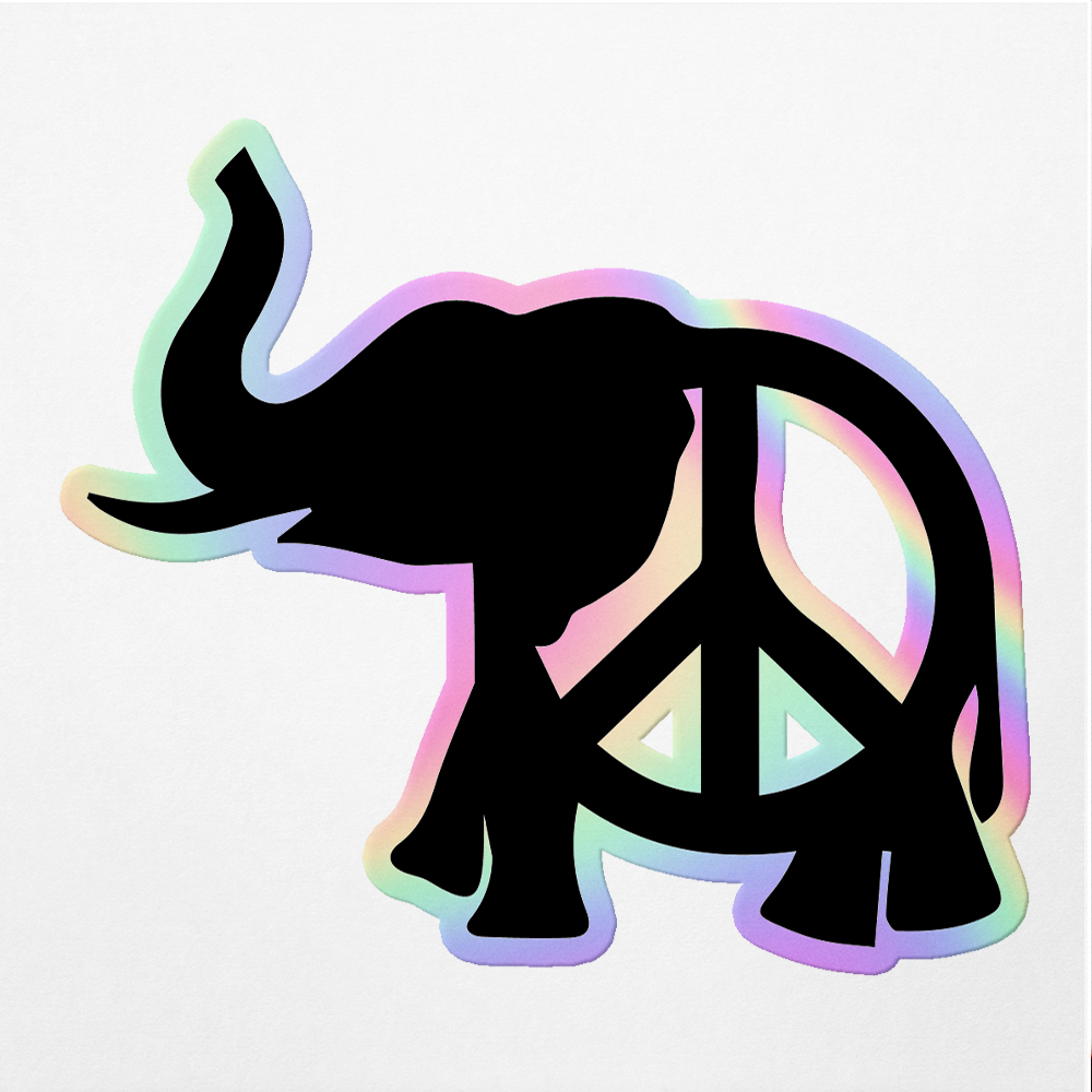 Vinyl Stickers Decals Of Peace Elephant Illustration - Apply On Any ...
