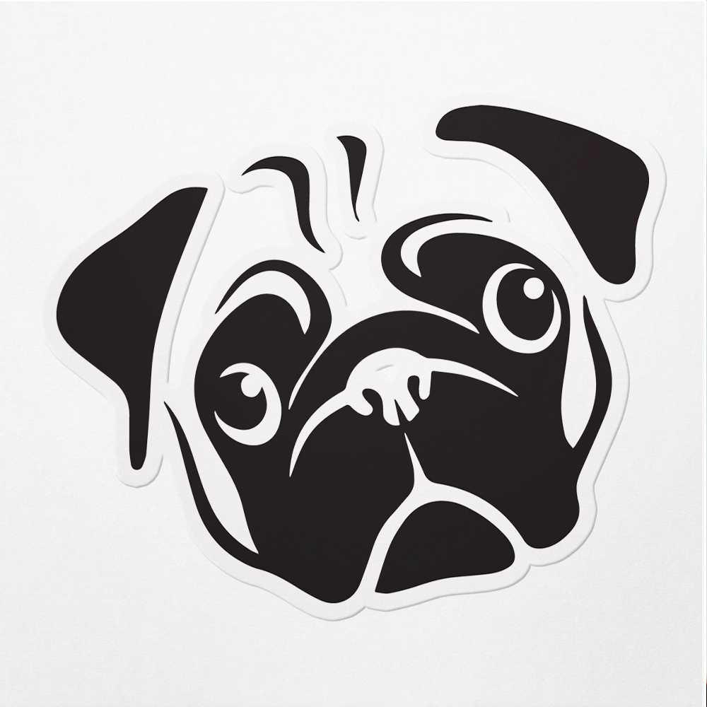 Vinyl Stickers Decals Of Pug Illustration - Waterproof - Apply On Any ...