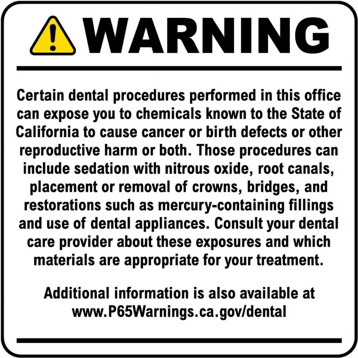Vinyl Stickers - Dental Care Exposure Warning Sign - Safety and Warning ...